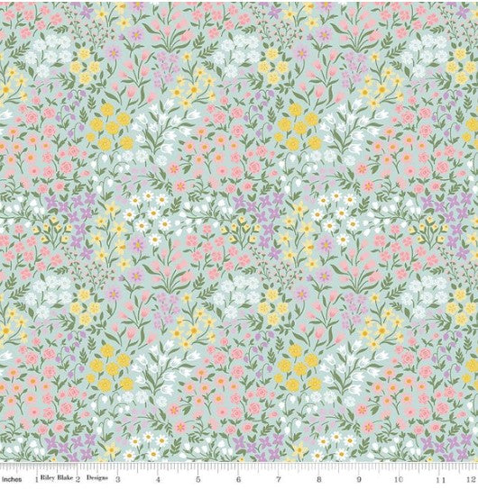 Bunny Trail Floral Powder Blue Fabric by Riley Blake Designs – Charm ...