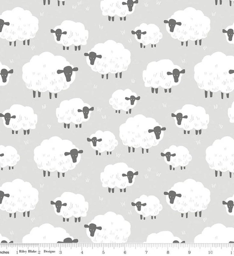 Copy of Fluffy Friends Sheep Flannel - Light Gray by Riley Blake Desig ...