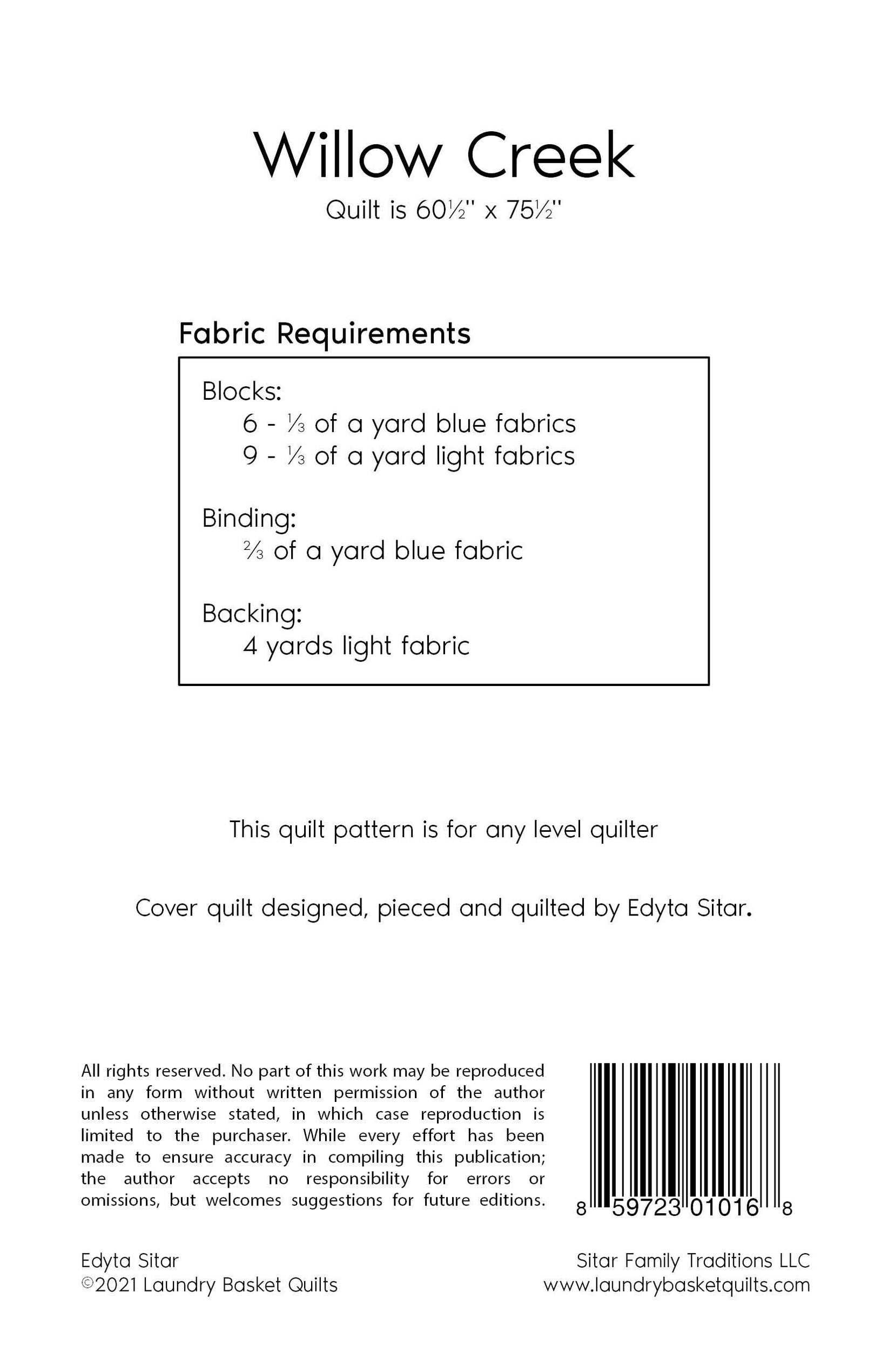 Willow Creek Quilt Pattern by Laundry Basket Quilts – Charm City Fabrics